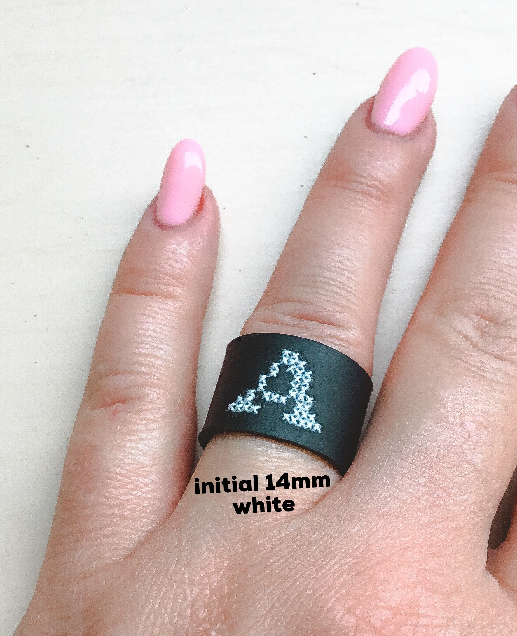 Leather ring initial letters numbers design heart | Etsy