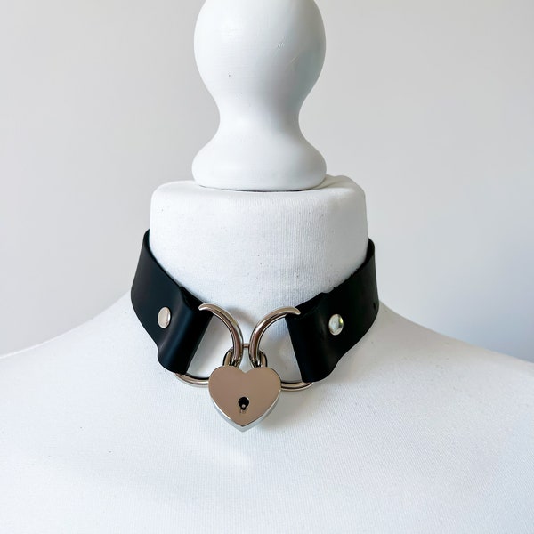 Leather Heart Choker - Etsy