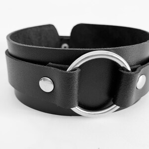 Genuine Leather O Ring Necklace; Woman Leather Collar; Wide Leather O ...
