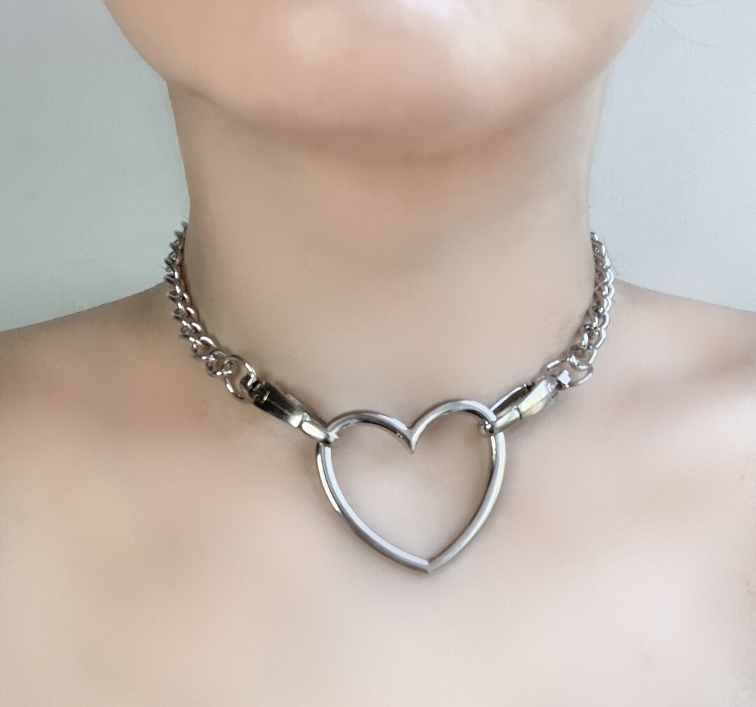 Chain Choker With Heart - Etsy