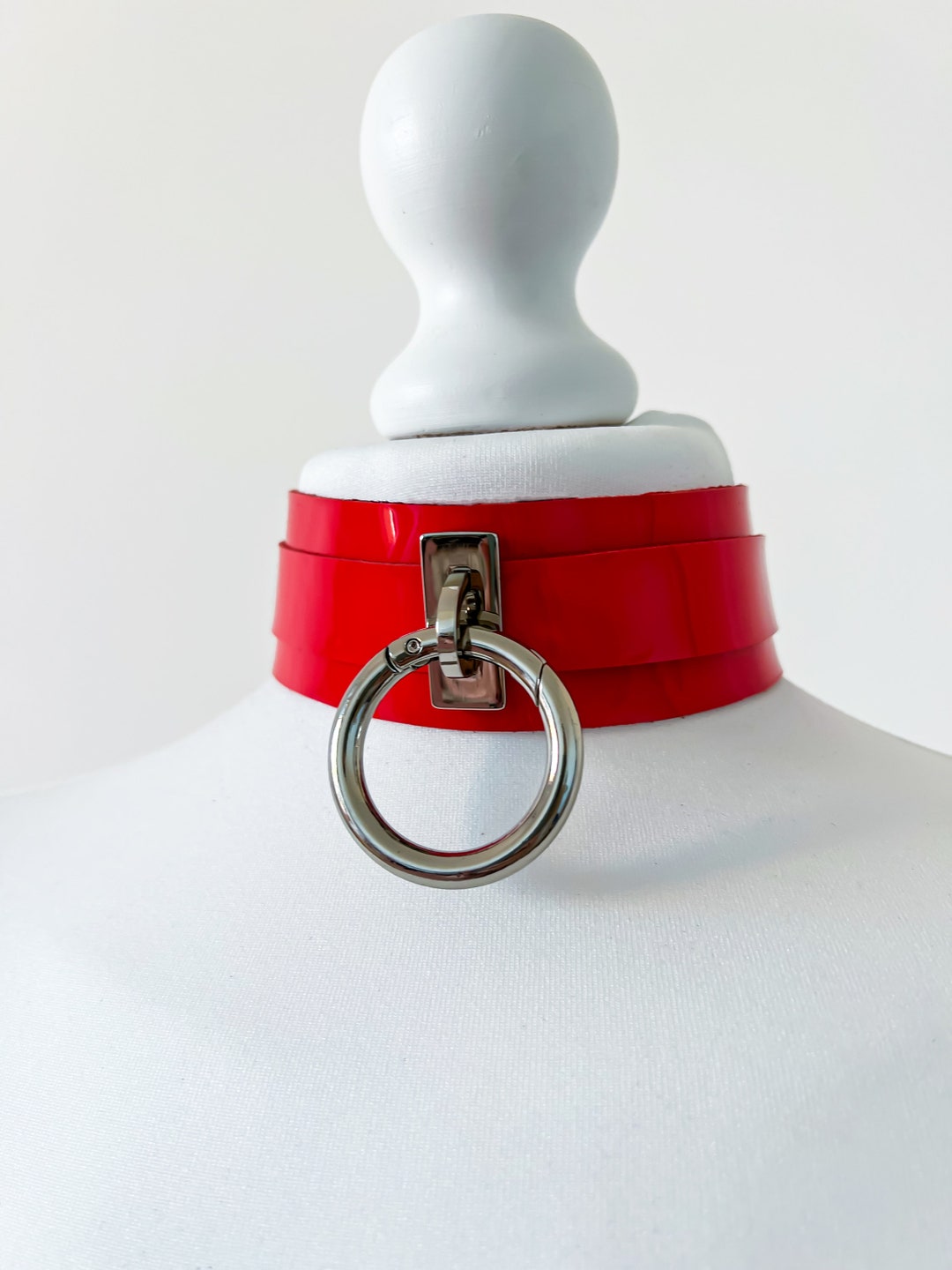 Red Patent Leather Wide Choker With Carabiner O Ring - Etsy