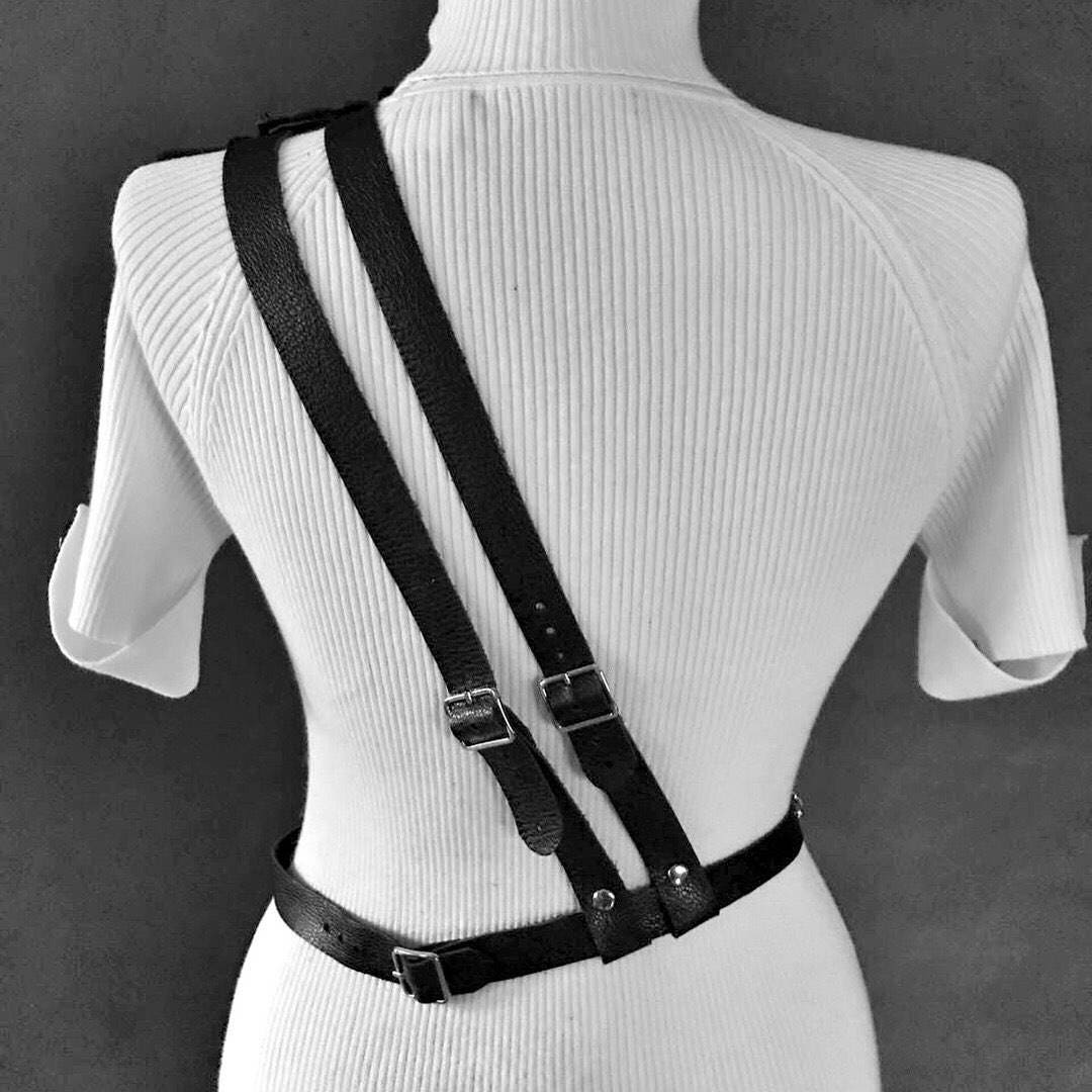 Leather Harness With Leather Flowers Genuine Leather Harness | Etsy