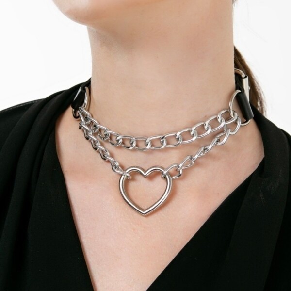 Leather Heart Choker - Etsy