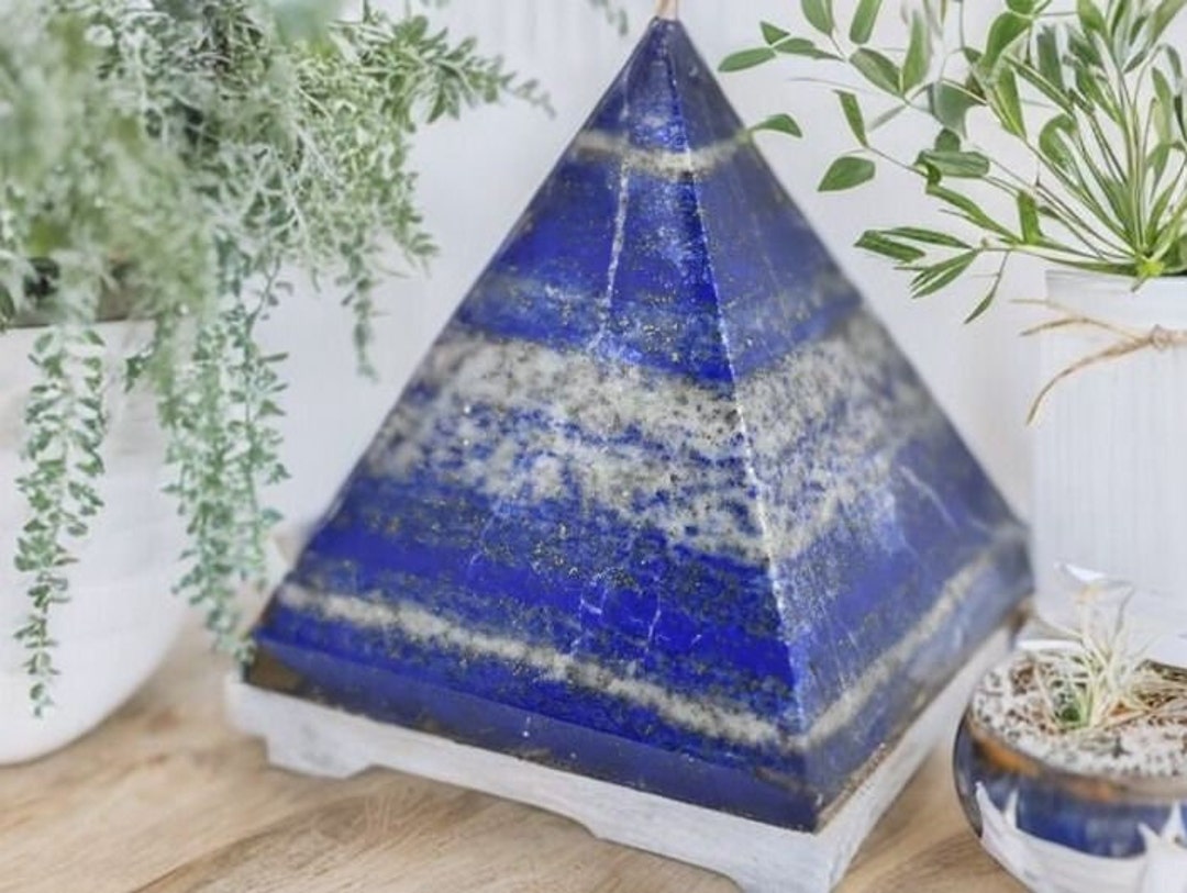 Handcrafted Afghan Lapis Lazuli Pyramid: Unique Gemstone Home Decor ...