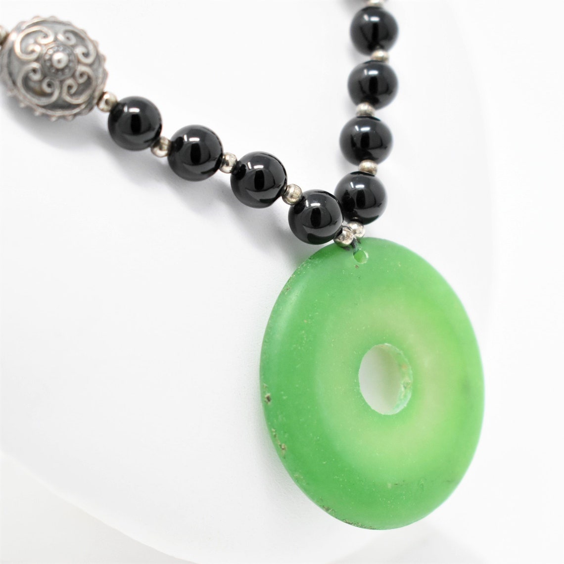 Vintage Kochi Green Jade Medallion Necklace Natural Green Nephrite ...