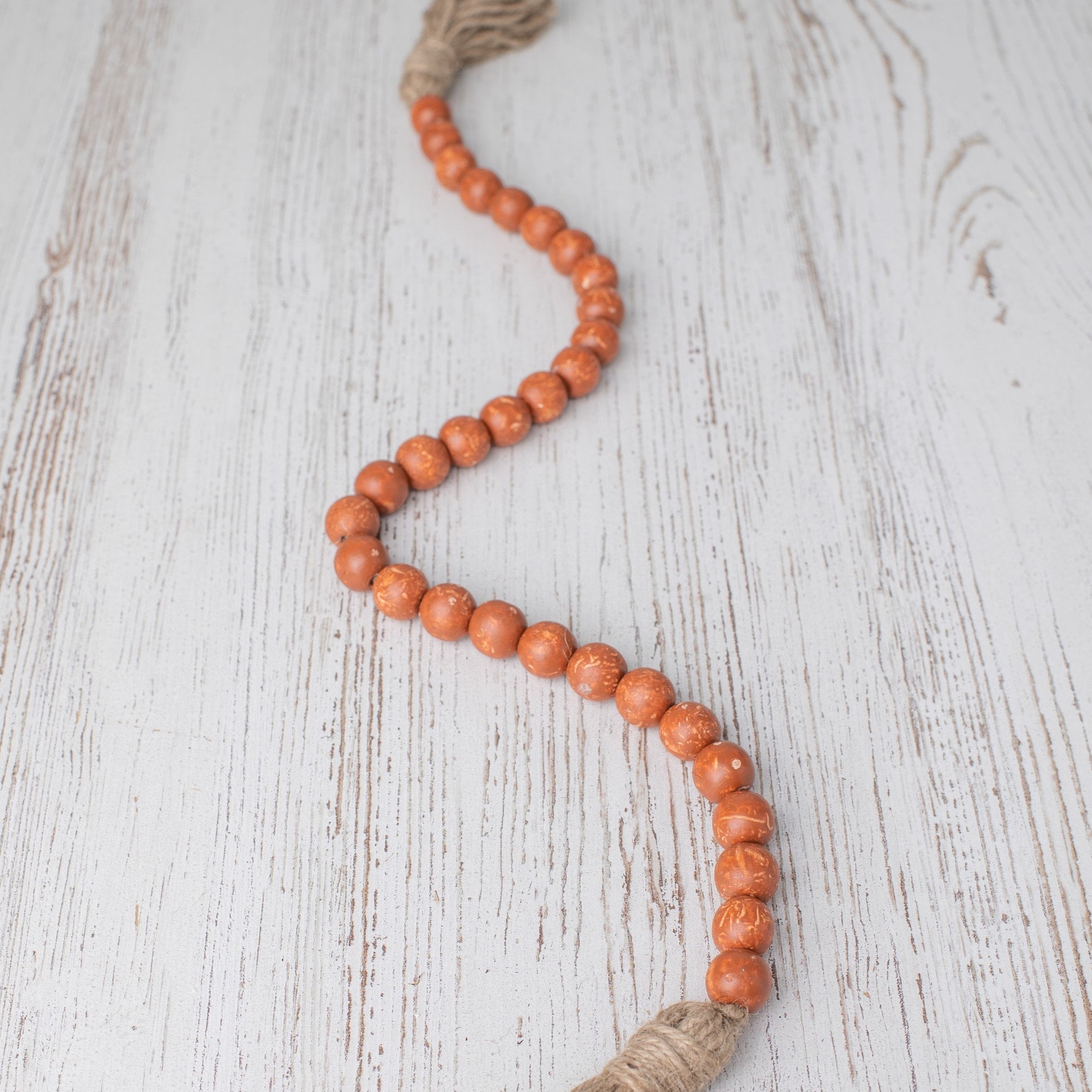 Farmhouse Beads Fall Bead Garland Rustic Orange Wood Bead - Etsy