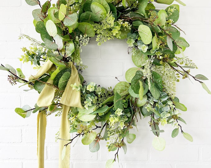 Eucalyptus and Fern Spring Wreath for Front Door - Etsy