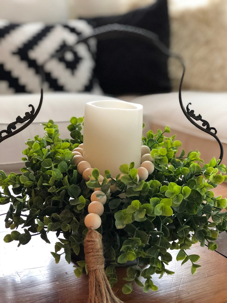 Eucalyptus Candle Ring Wreath Greenery Candle Ring Floral - Etsy