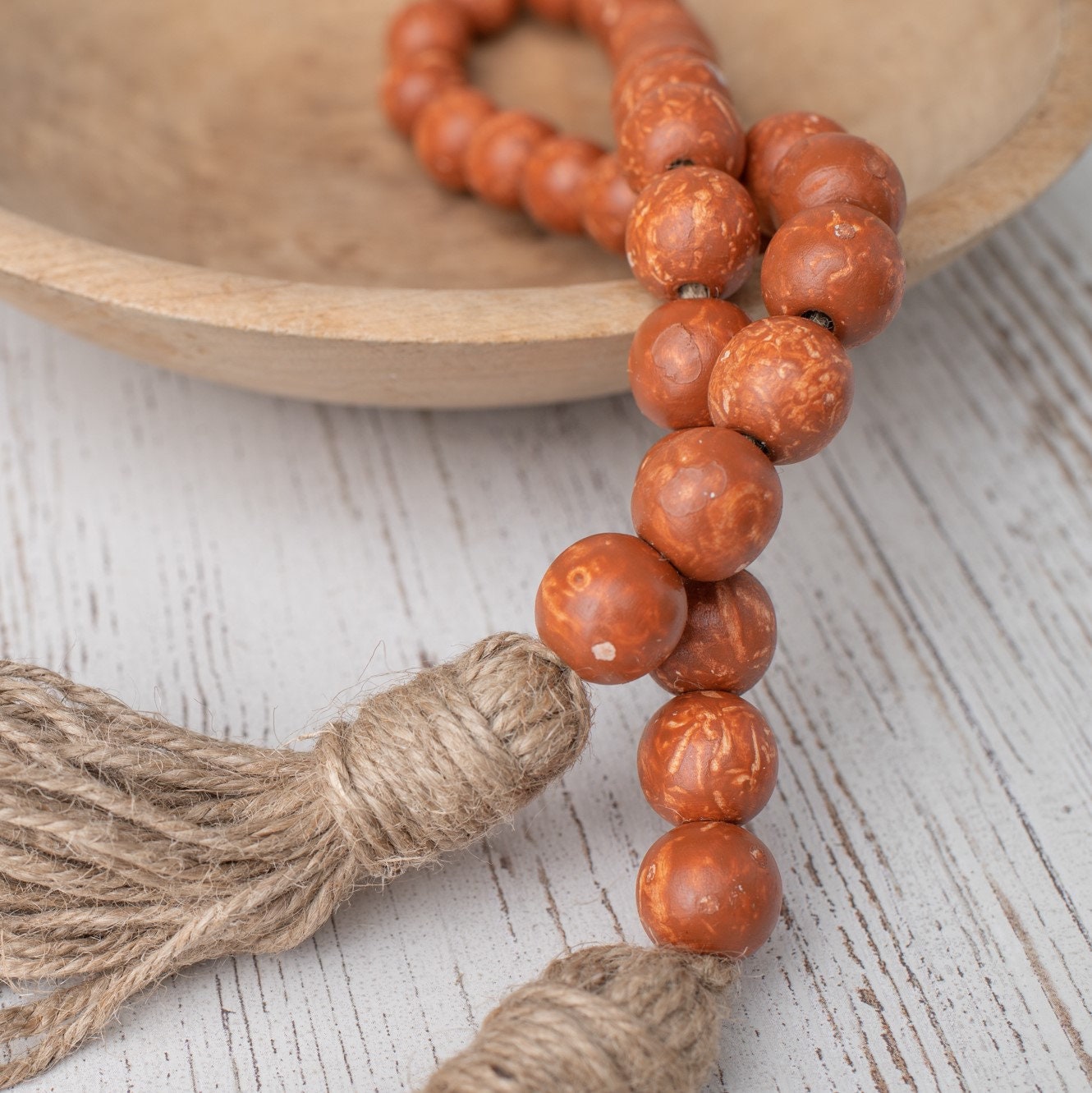 Farmhouse Beads Fall Bead Garland Rustic Orange Wood Bead - Etsy