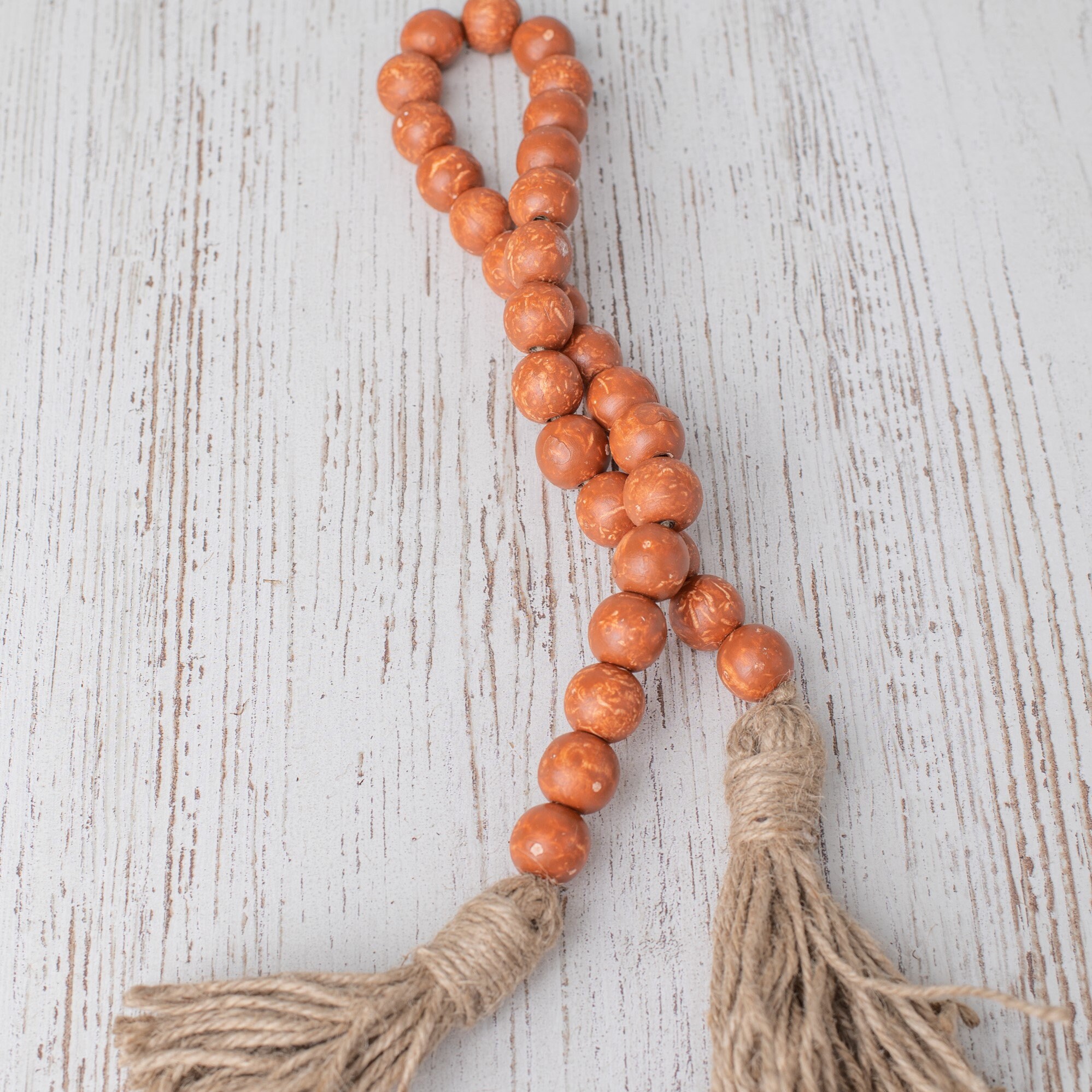 Farmhouse Beads Fall Bead Garland Rustic Orange Wood Bead - Etsy