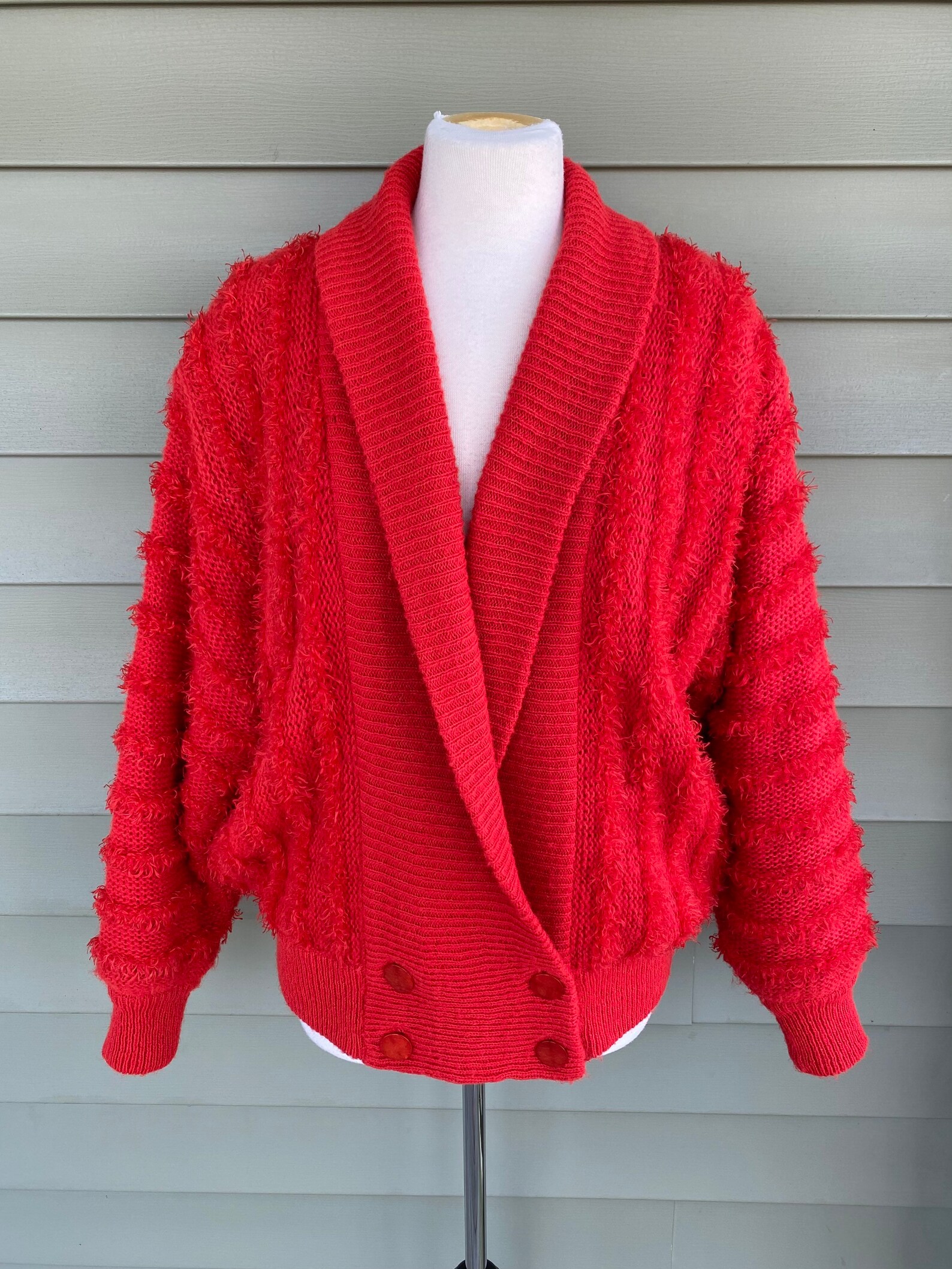Vintage 80s Fuzzy Poofy Jacket/ Red Orange/ Oversized/ Fuzzy/ | Etsy