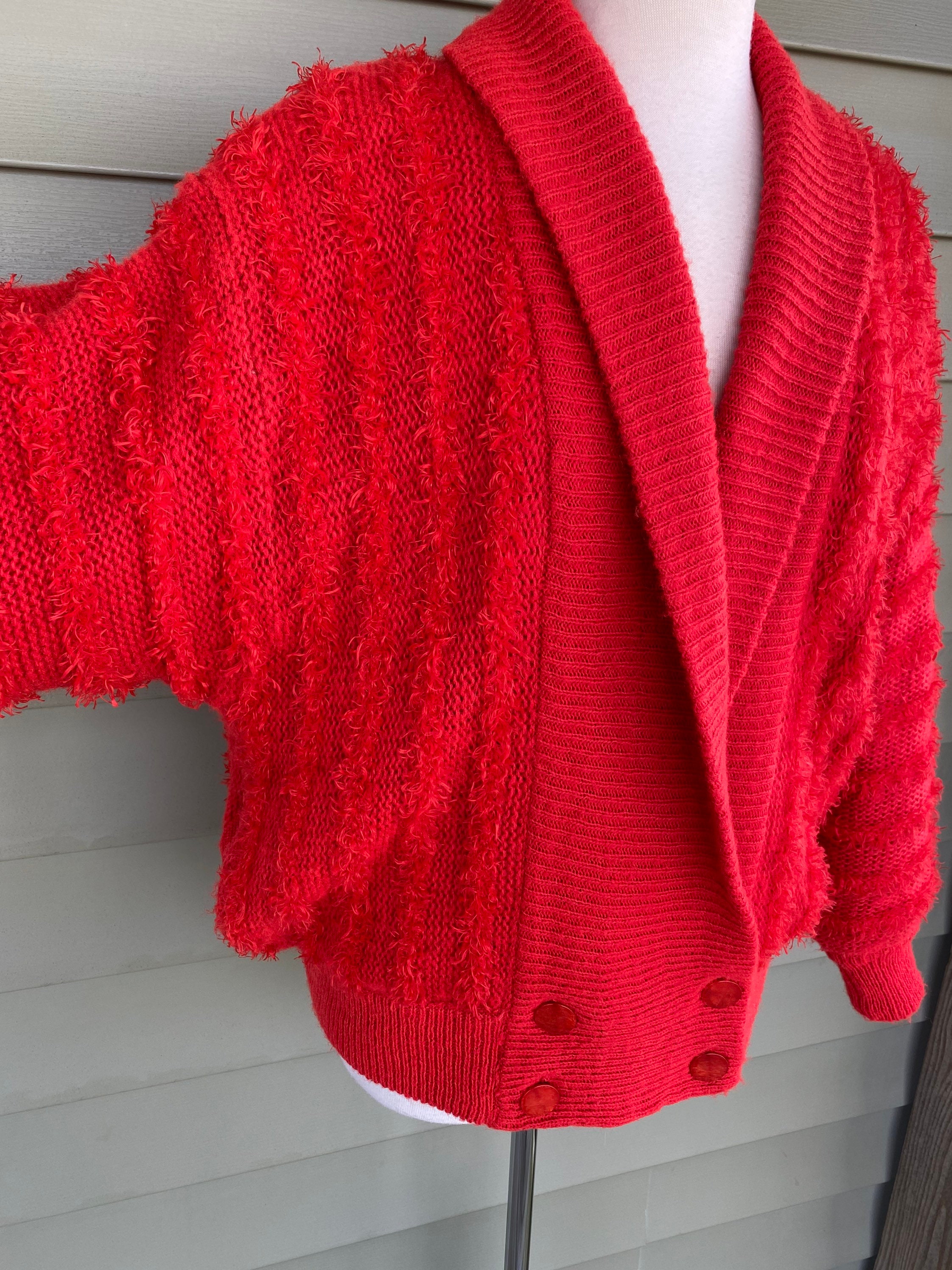 Vintage 80s Fuzzy Poofy Jacket/ Red Orange/ Oversized/ Fuzzy/ | Etsy