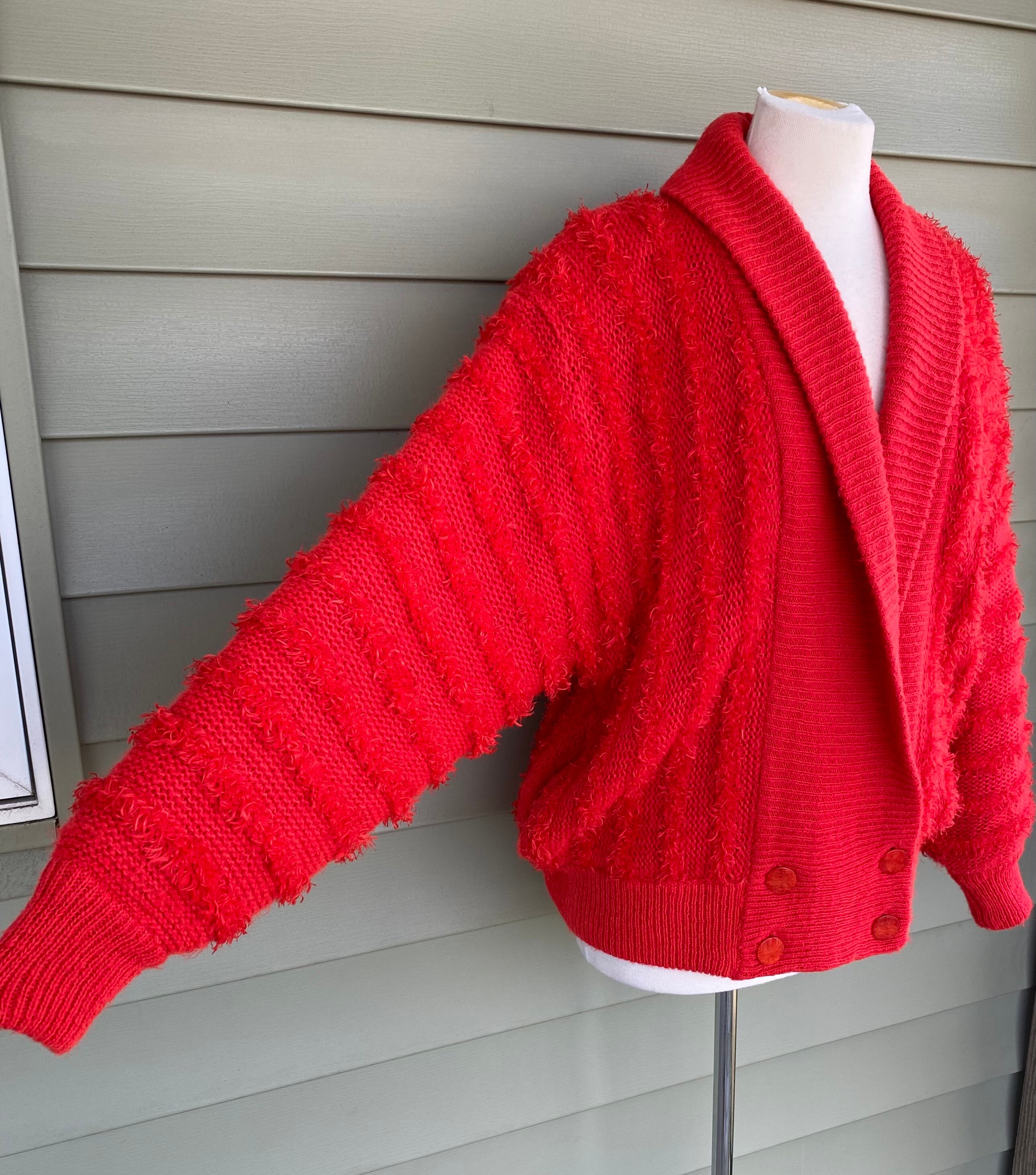 Vintage 80s Fuzzy Poofy Jacket/ Red Orange/ Oversized/ Fuzzy/ | Etsy