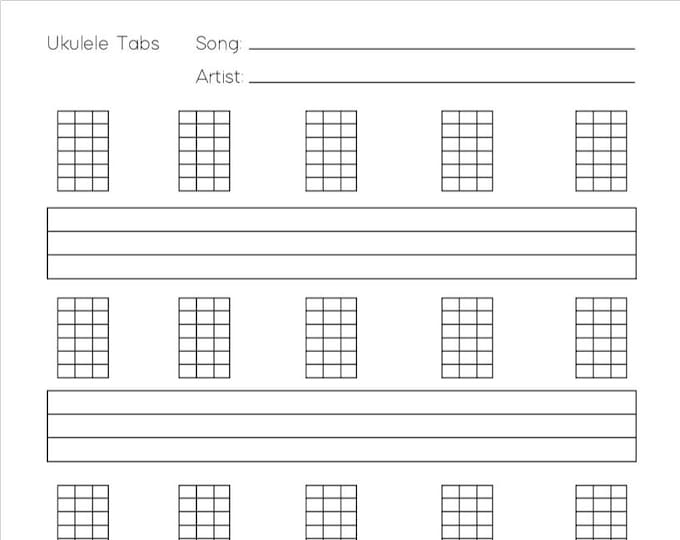 Ukulele Blank Tabs & Chords Instant Printable Download - Etsy