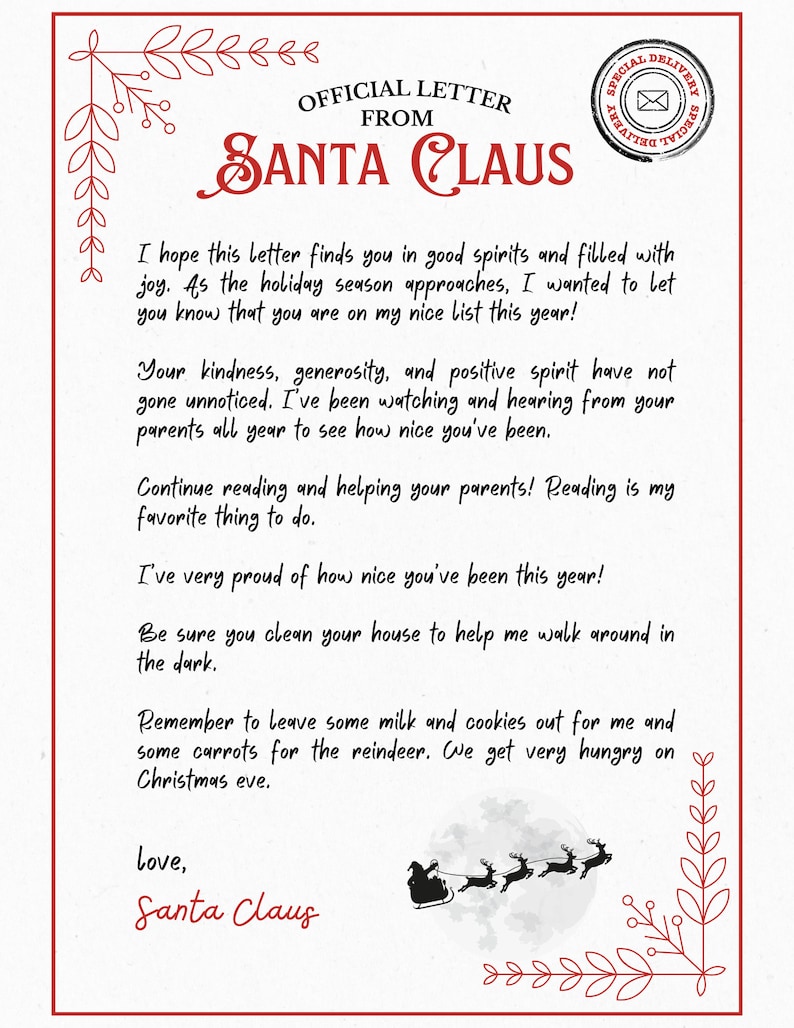 Digital Printable Santa Letter Bundle. Letter to Santa and Letter From ...