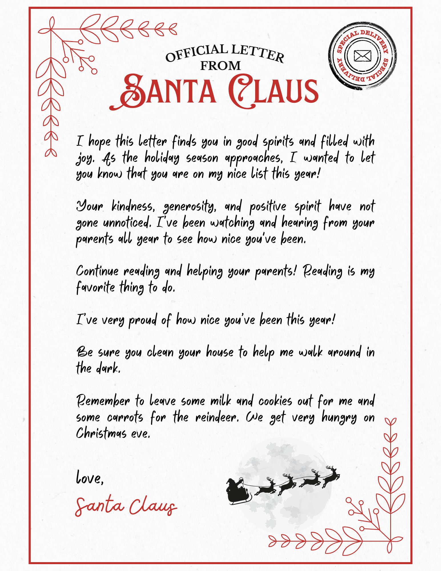 Digital Printable Santa Letter Bundle. Letter to Santa and Letter From ...