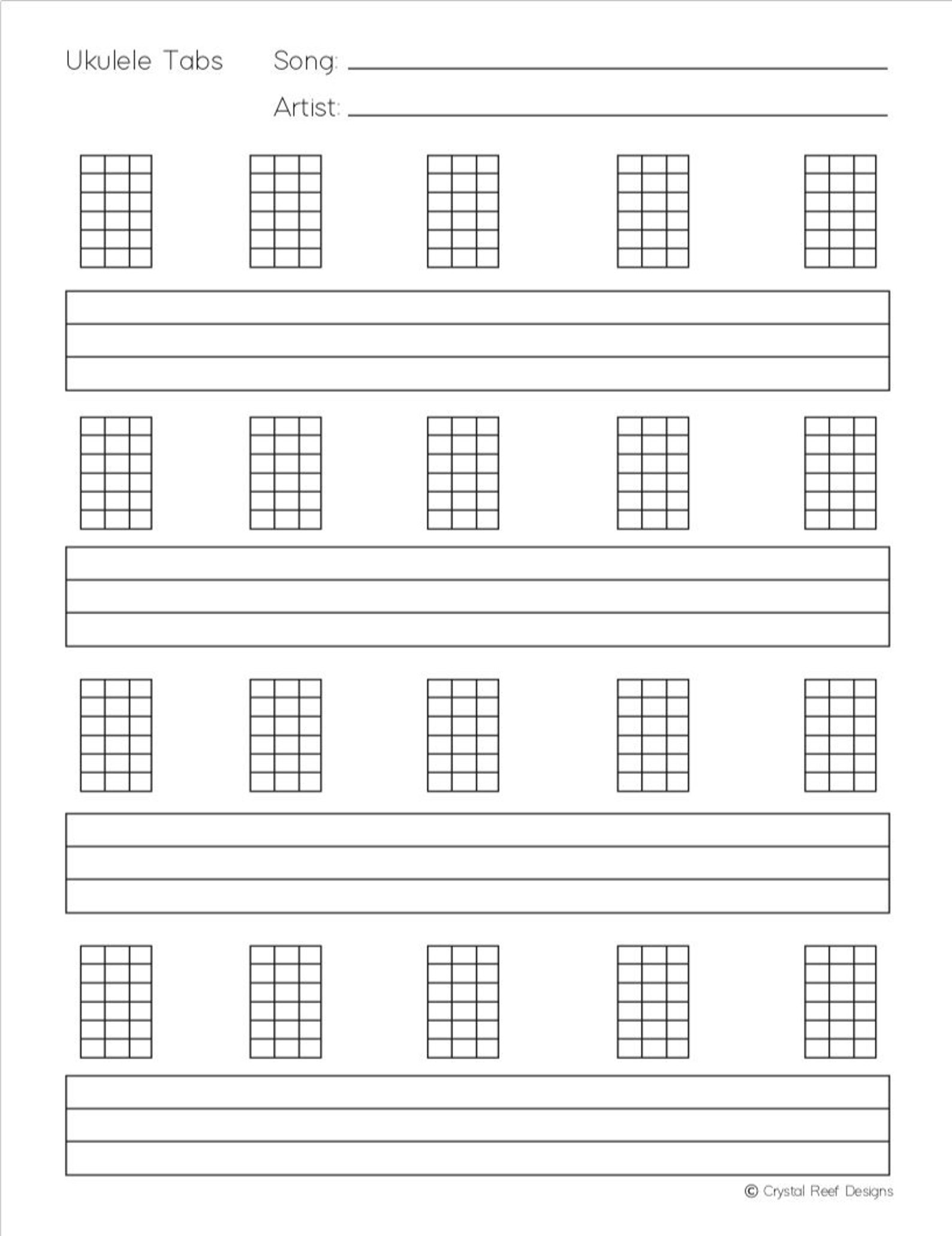 Ukulele Blank Tabs & Chords Instant Printable Download - Etsy