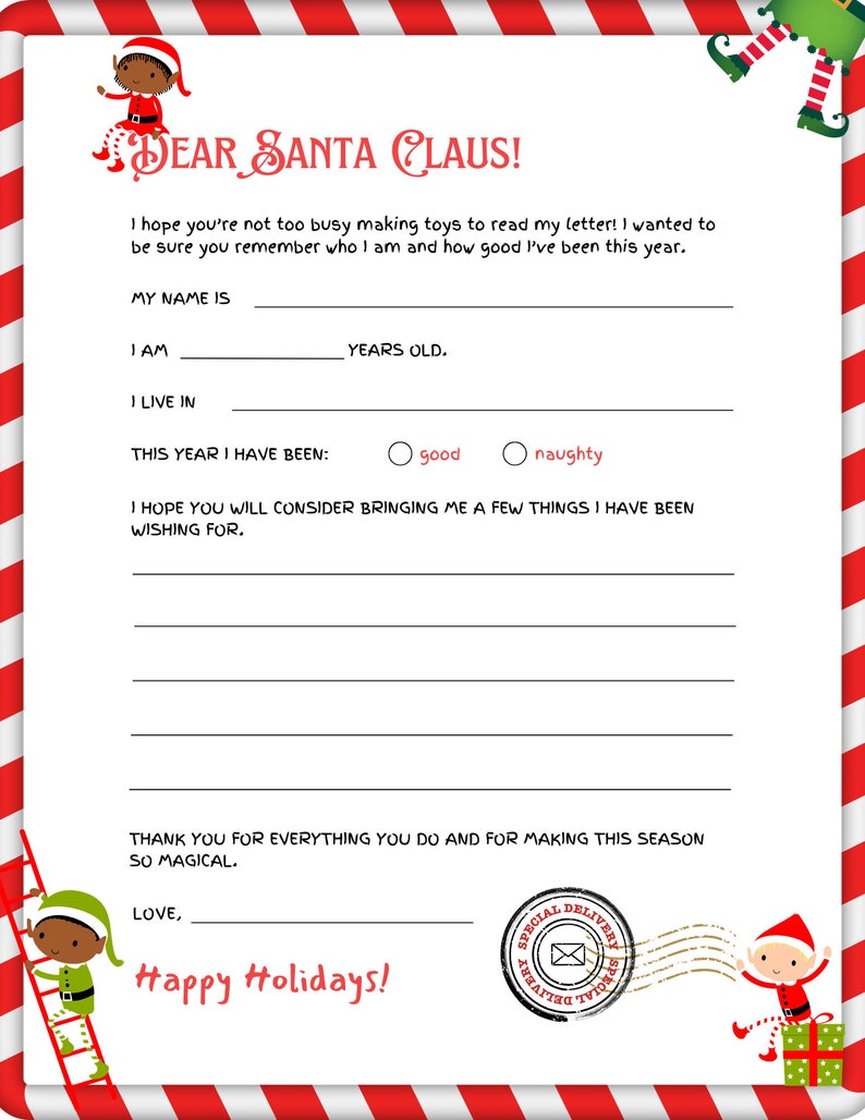 Digital Printable Santa Letter Bundle. Letter to Santa and Letter From ...