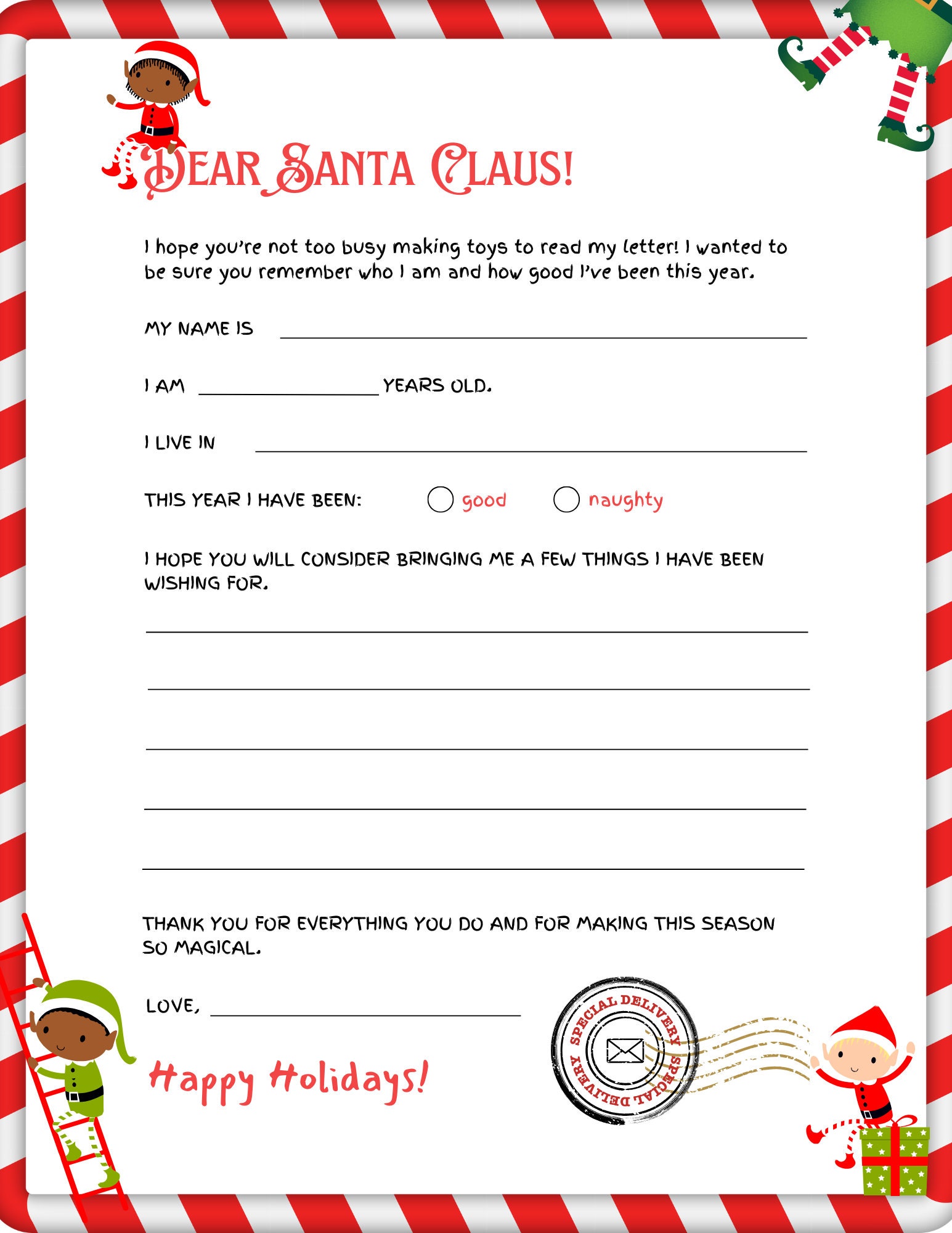 Digital Printable Santa Letter Bundle. Letter to Santa and Letter From ...