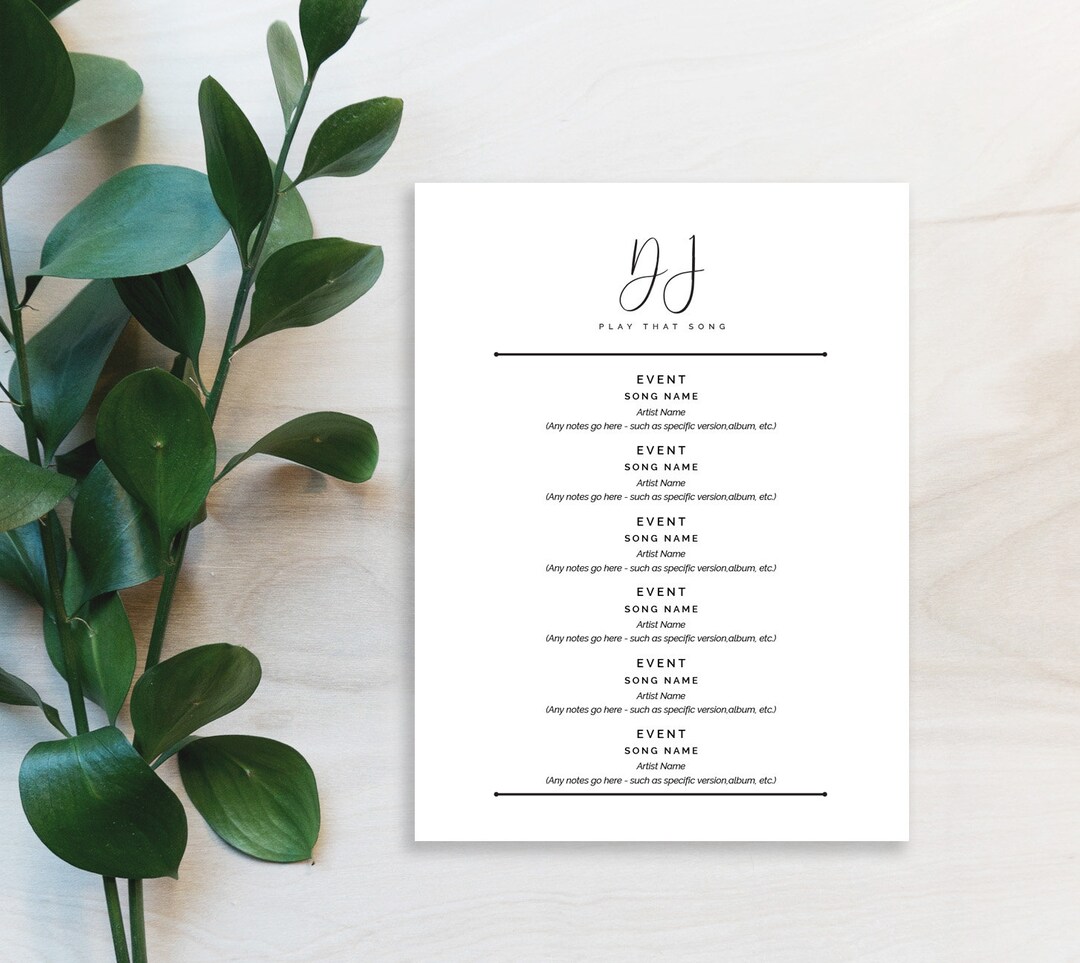DJ Song List Template Printable - Etsy