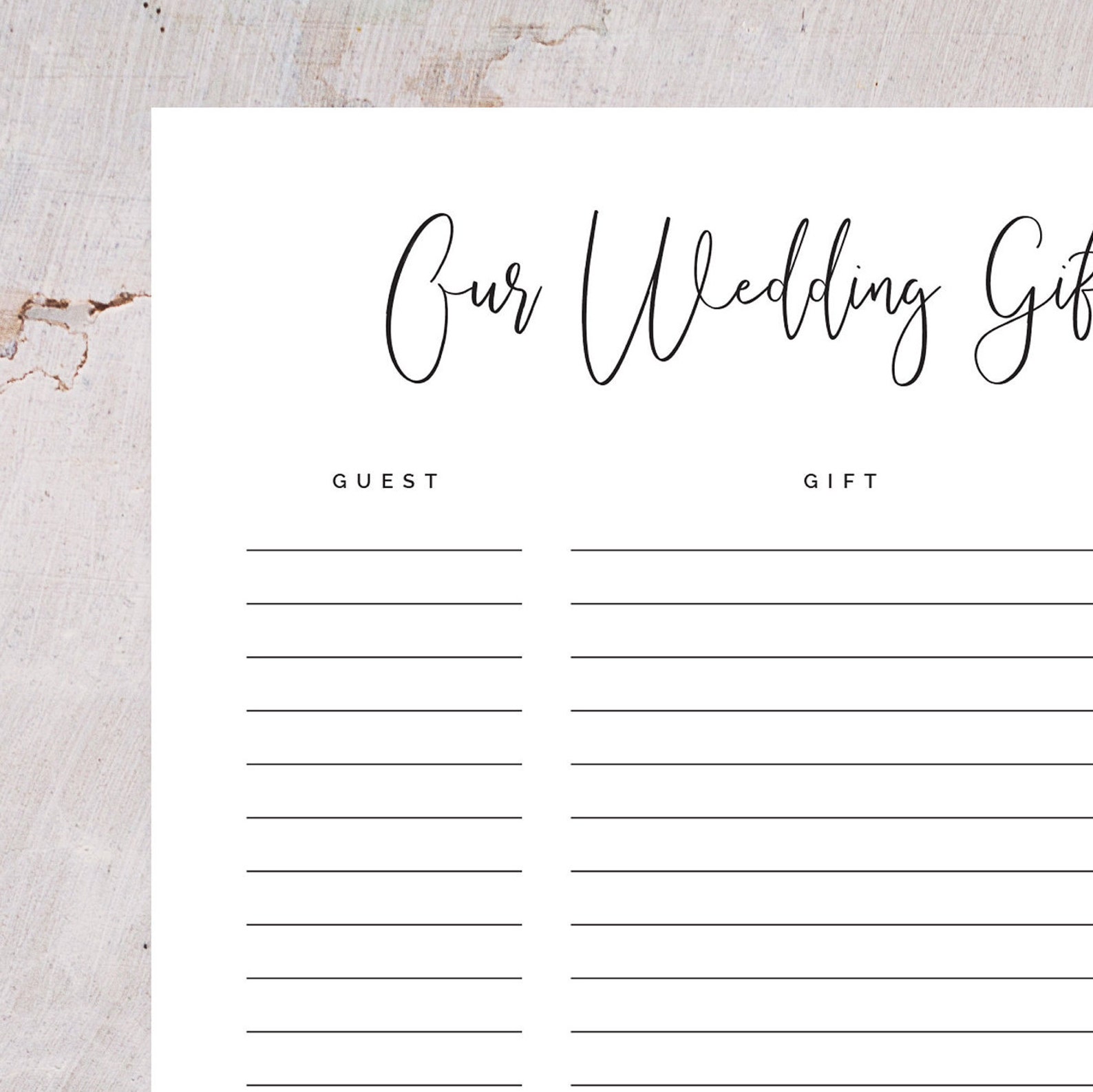 Wedding Gift Tracker Digital Download - Etsy