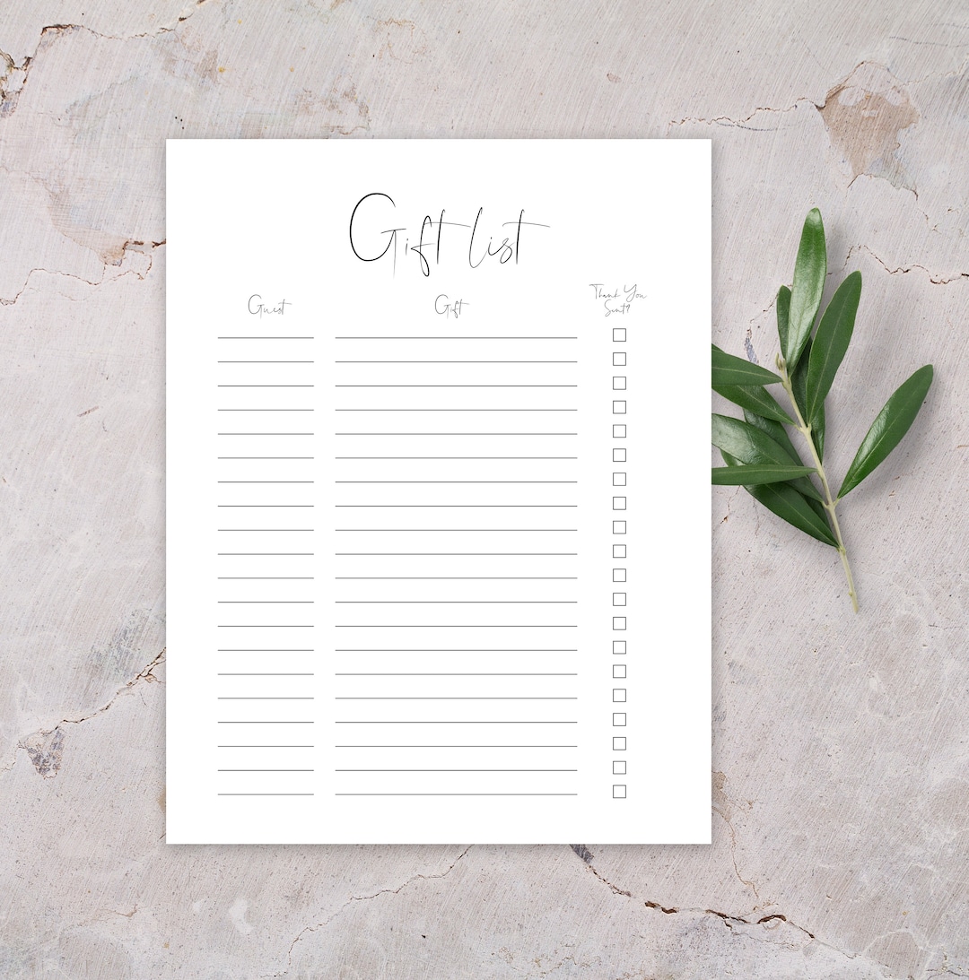 Keepsake Handwritten-style Gift List Digital Download - Etsy