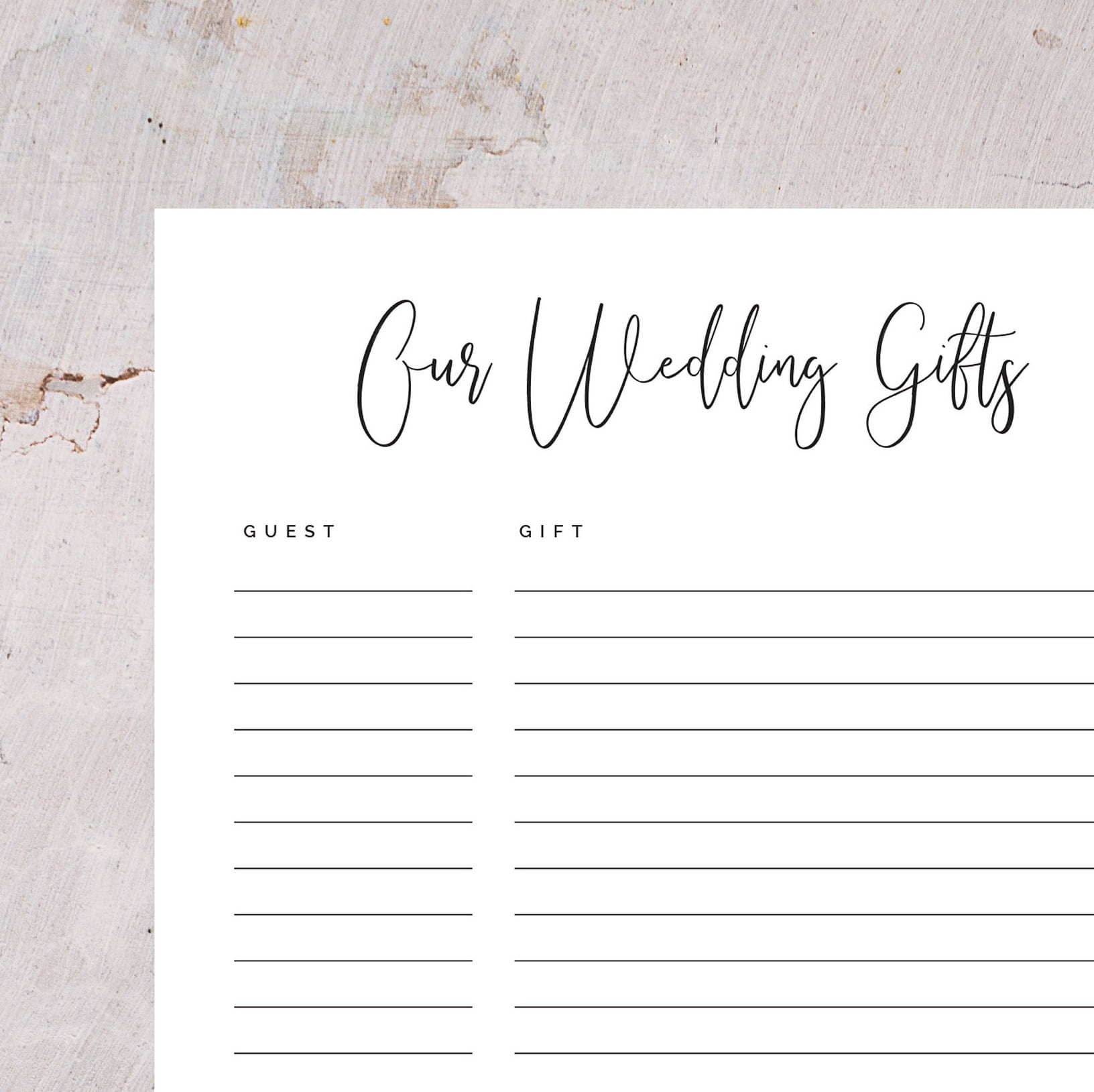 Keepsake Wedding Gift List Digital Download | Etsy