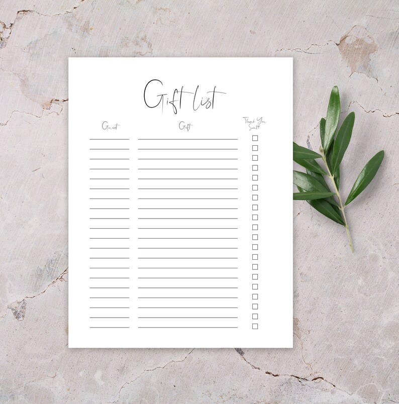 Keepsake Handwritten-style Gift List Digital Download - Etsy