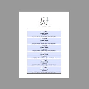 DJ Song List Template Printable - Etsy