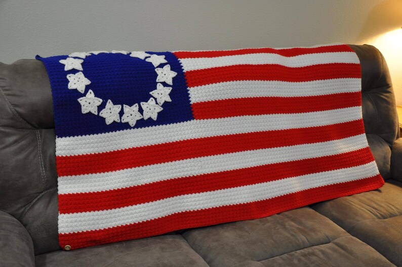 Manta de la bandera americana de ganchillo manta hecha a - Etsy España