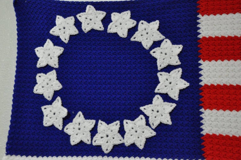 Manta de la bandera americana de ganchillo manta hecha a - Etsy España