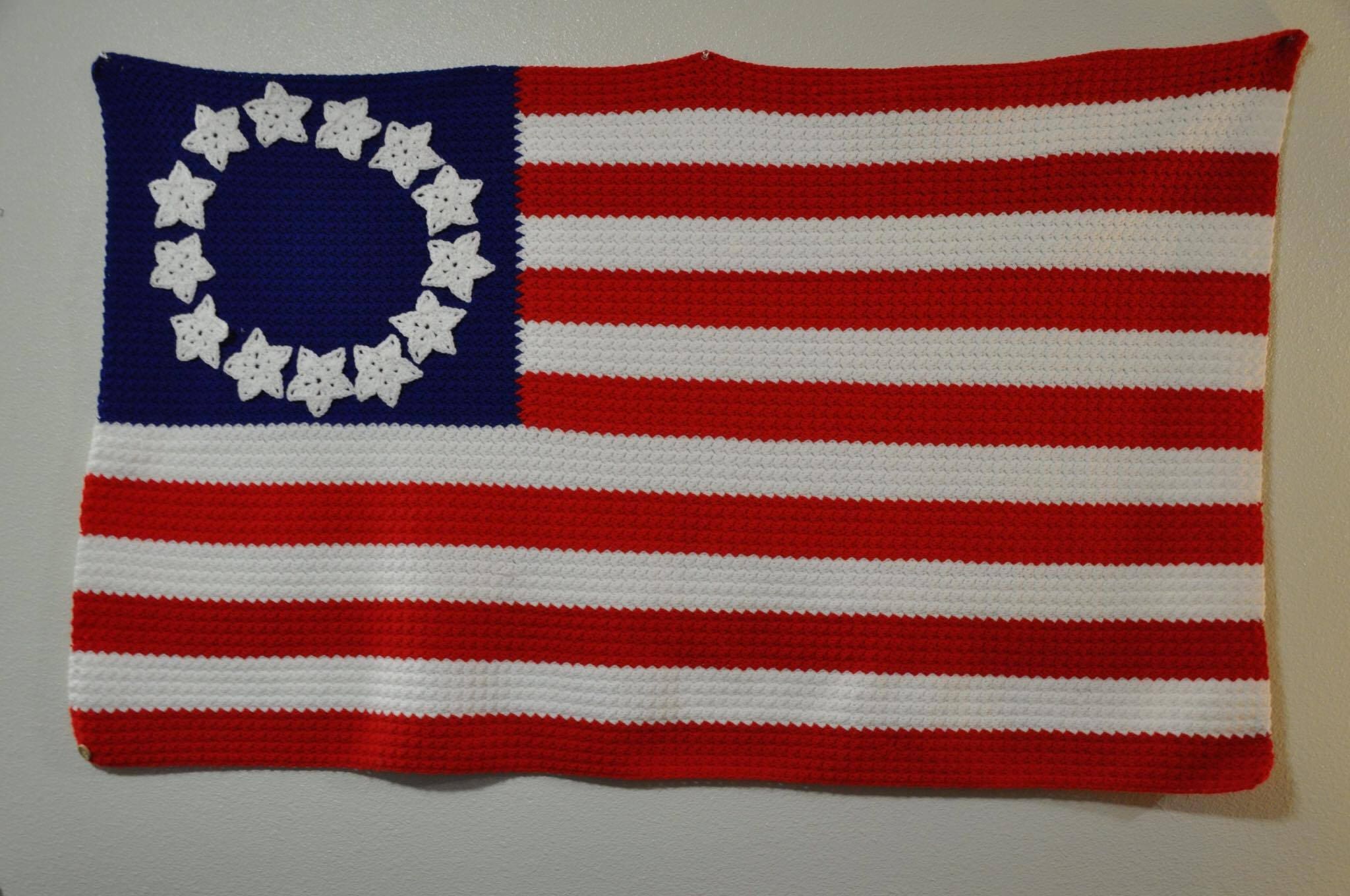 Manta de la bandera americana de ganchillo manta hecha a - Etsy España