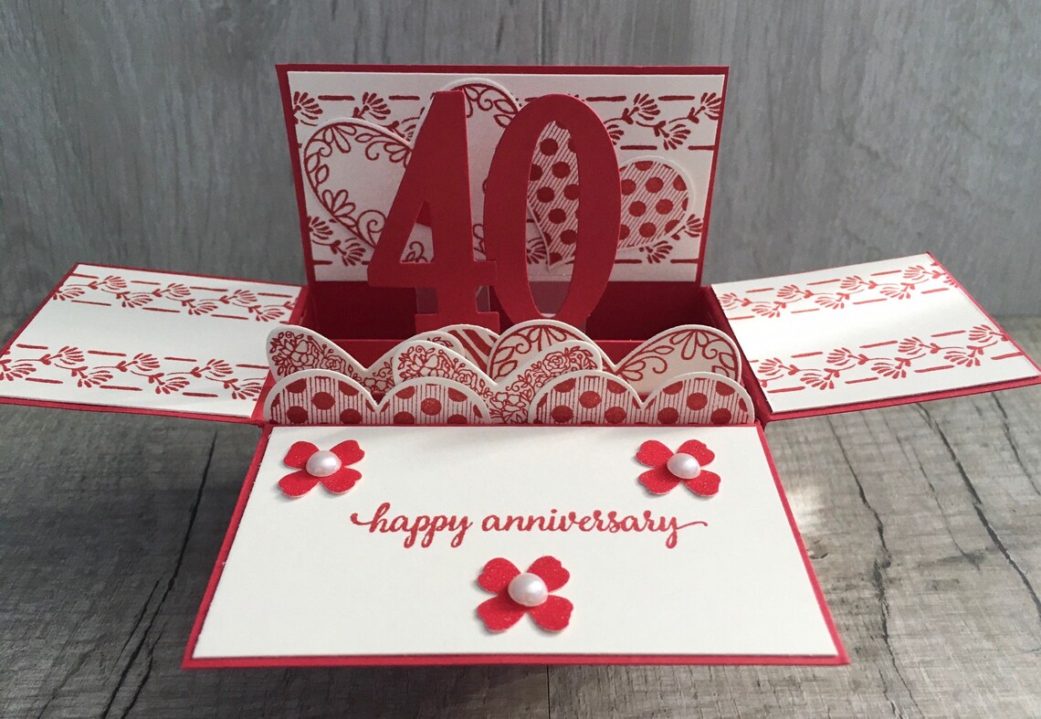 Ruby Wedding Anniversary Card Ruby Anniversary Keepsake Card - Etsy