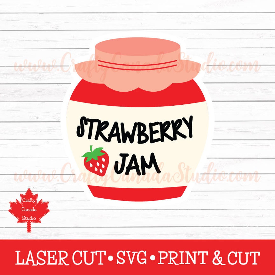 Strawberry Jam SVG Jam Jar SVG Laser Cut Files Cricut - Etsy