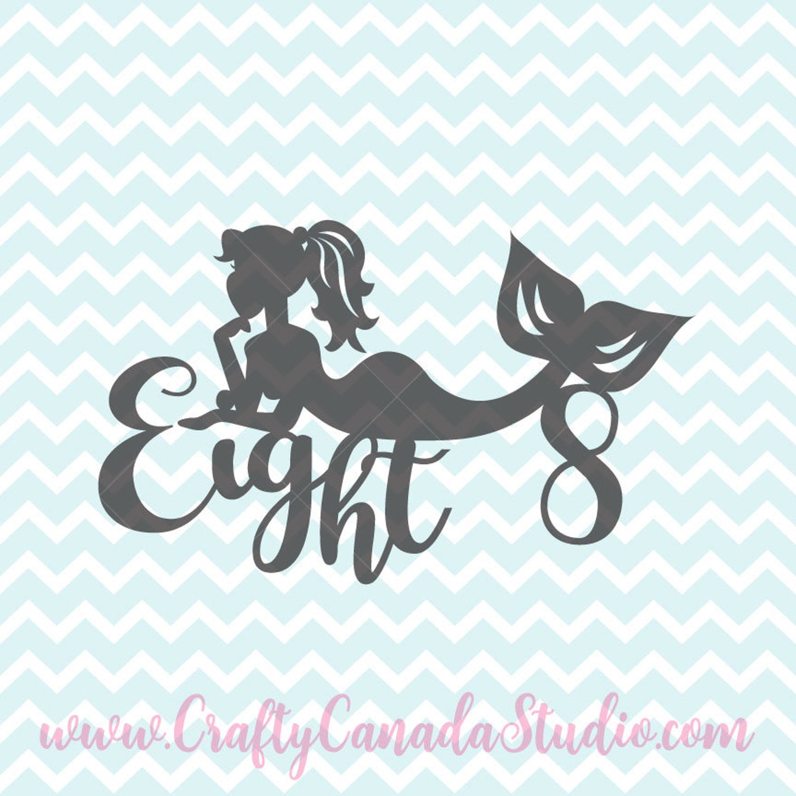 Mermaid Cake Topper SVG Age 8 Mermaid Birthday Mermaid - Etsy Canada