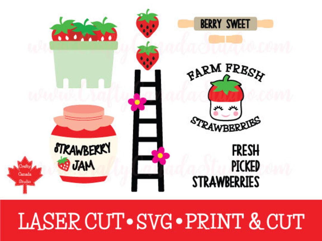 Strawberry SVG Strawberry Jam SVG Tiered Tray SVG Kit Laser - Etsy