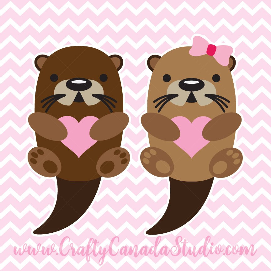 Valentine's Day Otters SVG Otter SVG Valentine's | Etsy