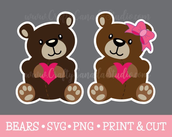 Valentine's Bear SVG Laser Cut Bear Teddy Bear | Etsy