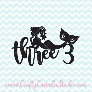 Mermaid SVG and PNG, Mermaid Birthday, Third Birthday, 3rd Birthday ...
