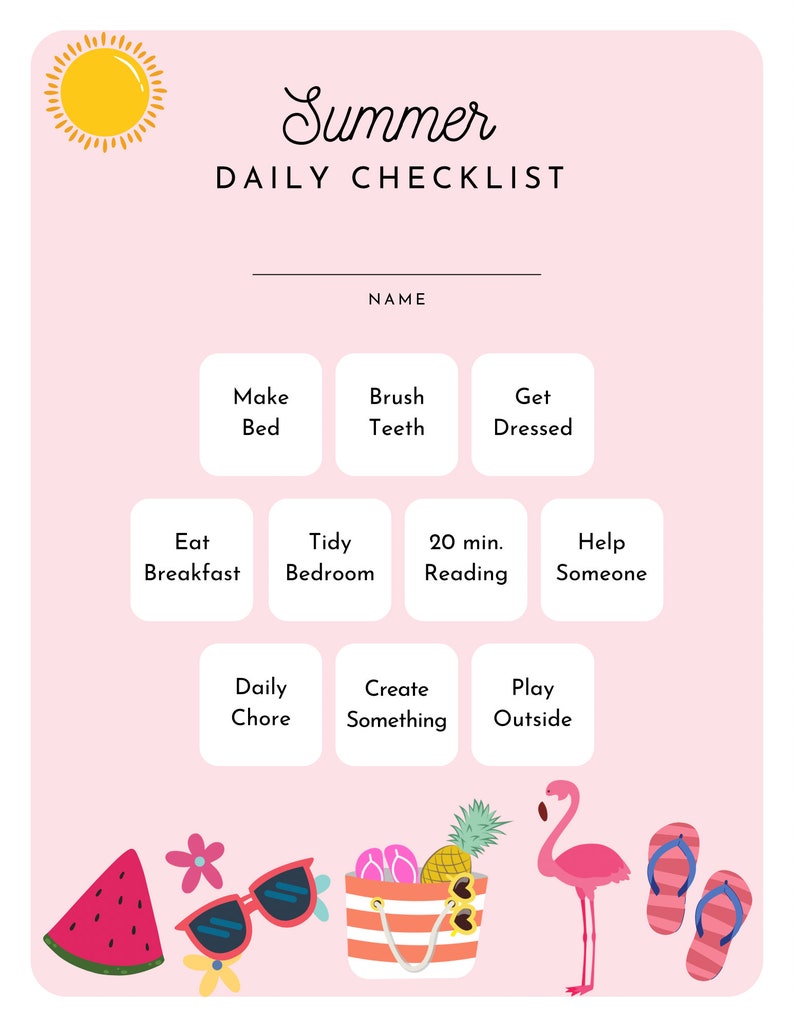 Summer Daily Routine, Summer Checklist, Kids Daily Checklist - Etsy UK