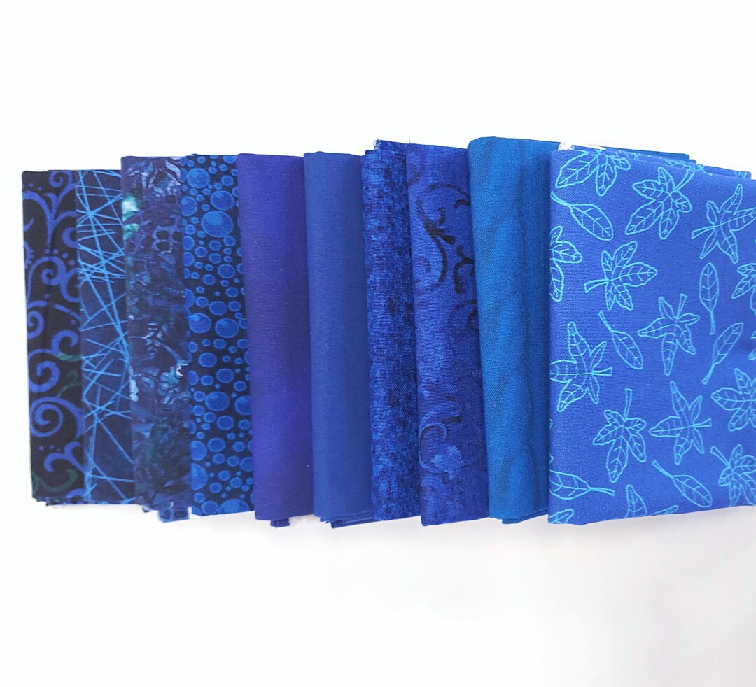 Fat Quarter Fabric. Set of Ten Blue Fat Quarters 100% Cotton - Etsy