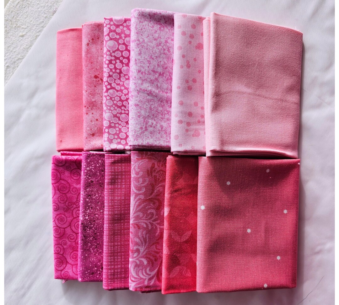 Fat Quarter Fabric. Set of Twelve Pink Fat Quarters, 100% Cotton ...