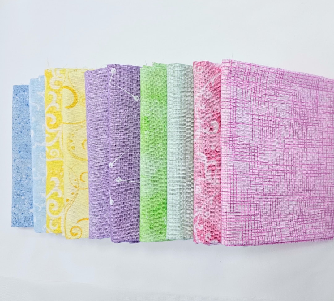 Fat Quarter Fabric. Set of Ten Pastel Fat Quarters, 100% Cotton ...