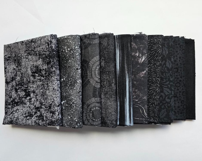 Fat Quarter Fabric. Set of Ten Black Fat Quarters, 100% Cotton Quilting ...