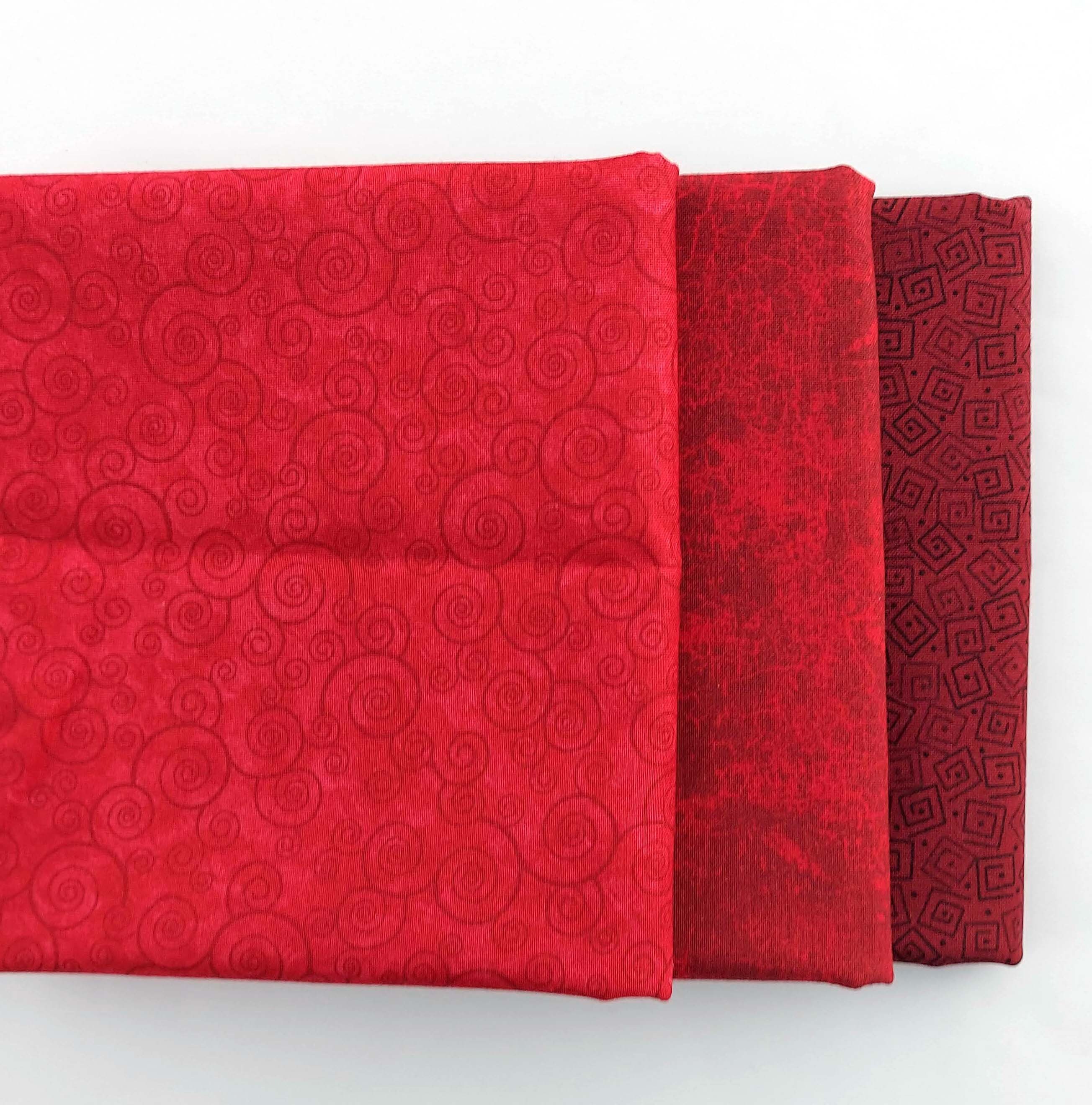 Half Yard Fabric Bundle Set of Three Red Fabrics one half | Etsy