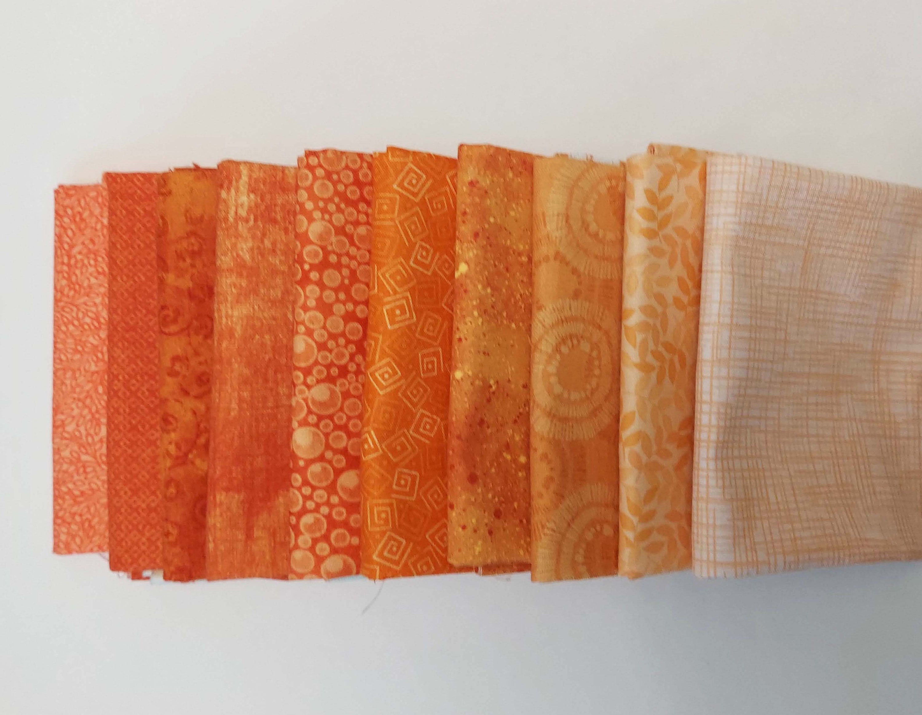 Fat Quarter Fabric. Set of Ten Orange Fat Quarters 100% | Etsy