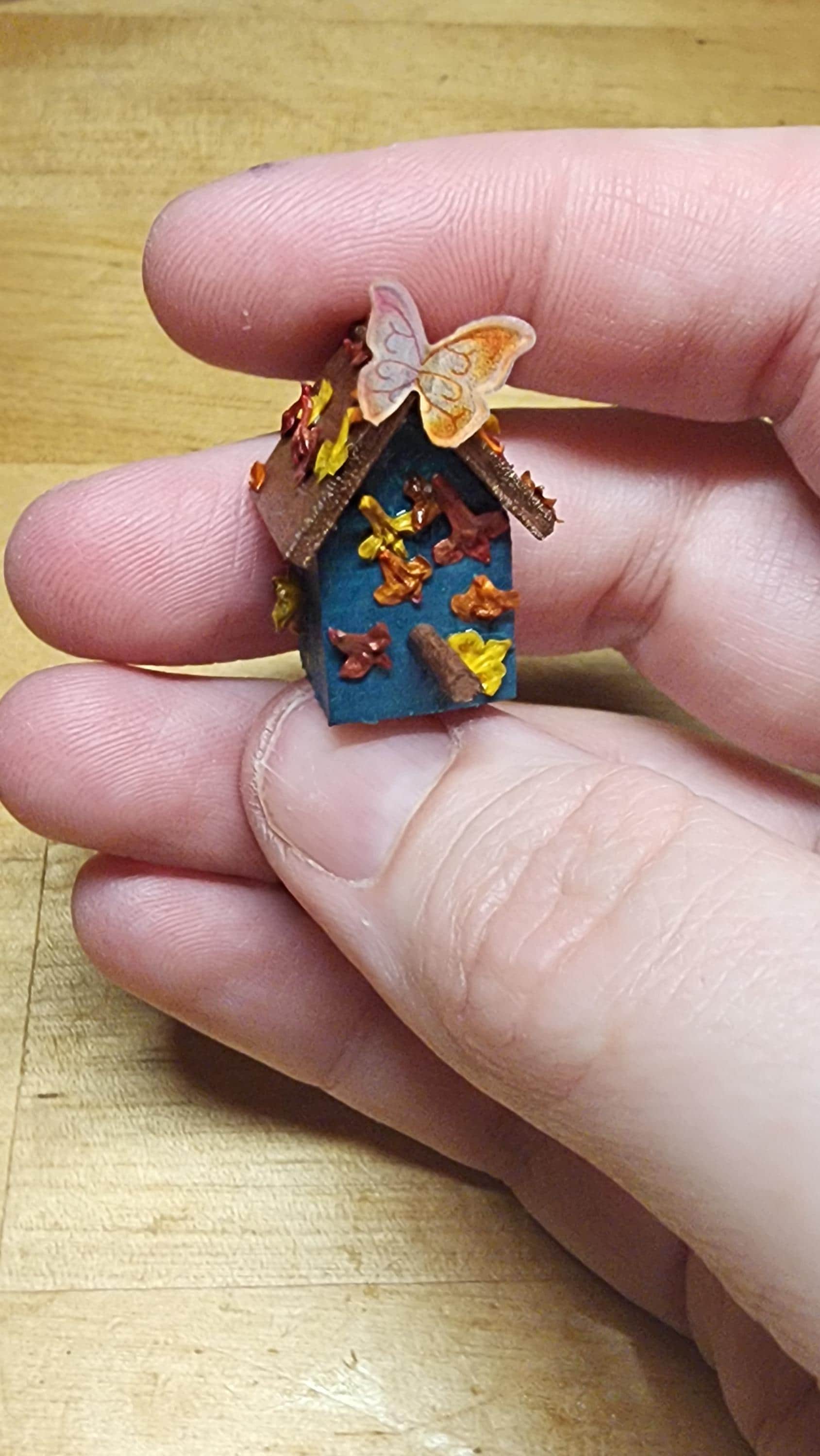 Miniature Decorative Birdhouse, Bird Box, Dollhouse, Fairy Garden Tiny ...