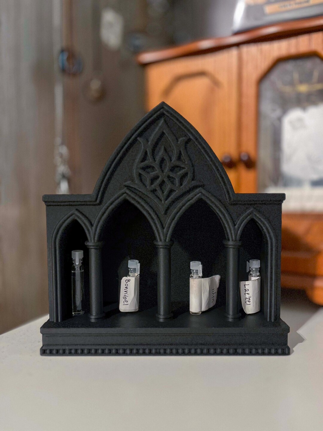 Gothic Arch Cathedral Altar Display – Mini Perfume & Crystal Shelf ...