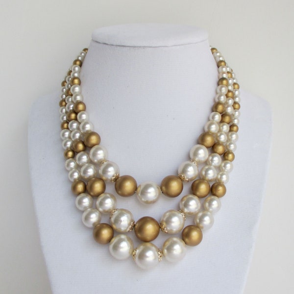Three Tier Pearl Necklace - Etsy