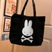 Miffy Tote Bag Skull and Cross Bones Black Miffy Tote Cute Kawaii Bunny ...